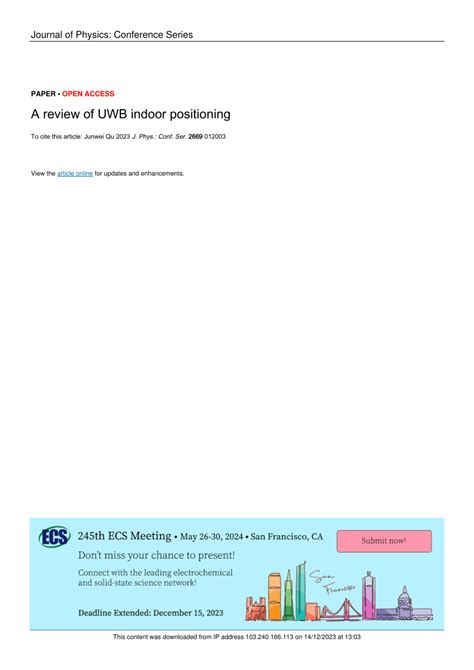 Pdf A Review Of Uwb Indoor Positioning