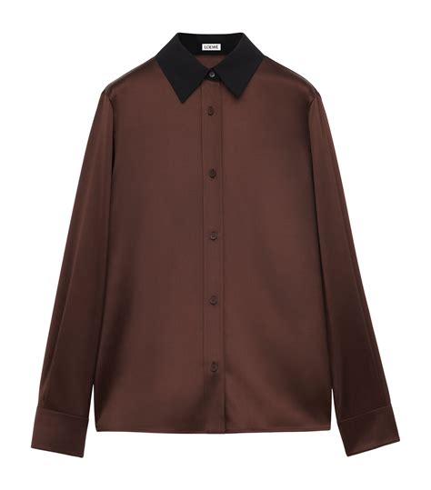 Womens Loewe Brown Silk Blend Long Sleeve Shirt Harrods Uk