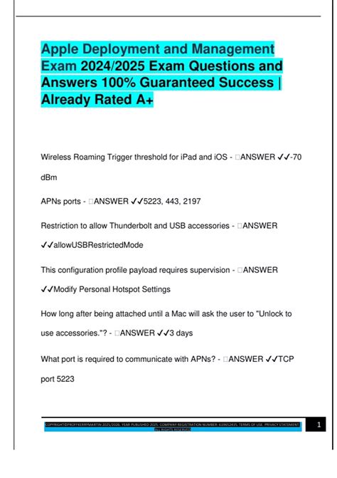 Apple Deployment And Management Exam 2024 2025 Exam Questions And Answers 100 Guaranteed
