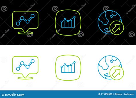 Set Line Financial Growth Graph Chart Infographic And Icon Vector