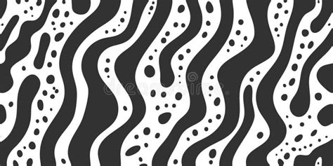 Abstract Black And White Wave Pattern With Dots And Lines Design Stock Illustration