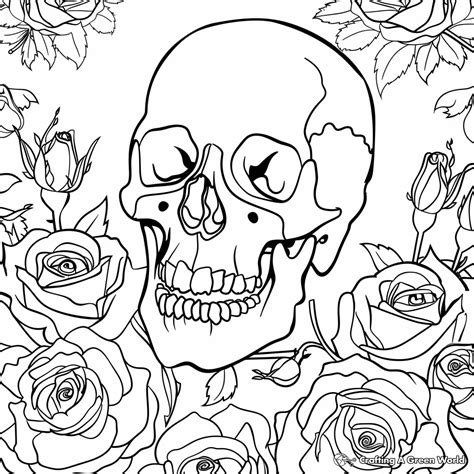 Skull And Roses Coloring Pages Printable 2025