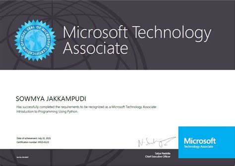 Successfully Completed Microsoft Technology Associate Introduction To