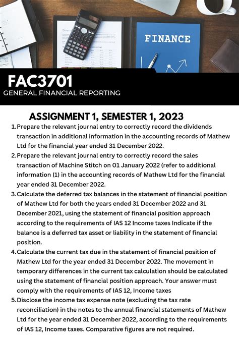 Fac3701 General Financial Reporting Assignment 1 Semester 1 2023 Solutions Due 4 April 2023