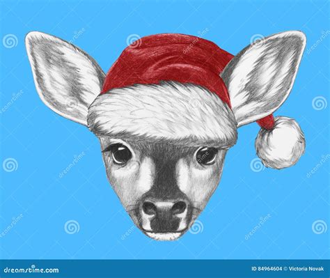 Portrait Of Golden Retriever With Santa Hat Stock Illustration