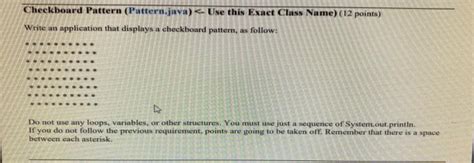 Solved Checkboard Pattern Pattern Java