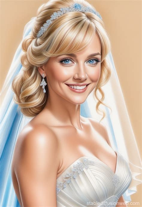 40 Year Old Blonde Bride Smiling At Camera Stable Diffusion Online