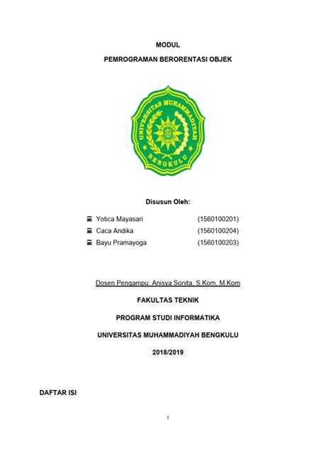 Modul Pemrograman Berorientasi Objek Pdf