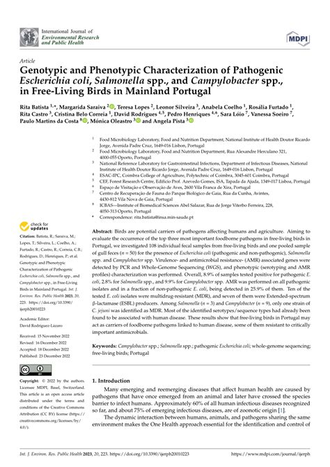 Pdf Genotypic And Phenotypic Characterization Of Pathogenic
