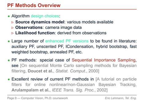 Particle Filtering In Computer Vision 2003 Ppt