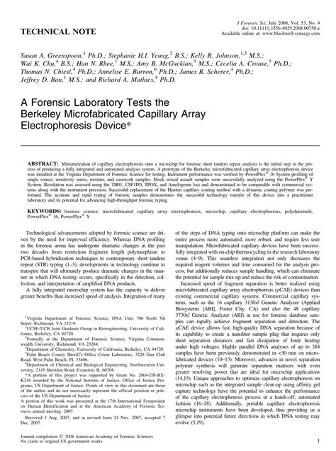 Pdf A Forensic Laboratory Tests The Berkeley Microfabricated