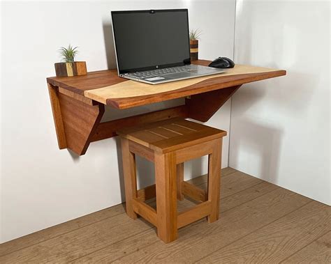 Handcrafted Wood Murphy Desk Space Saving Wave Design Etsy