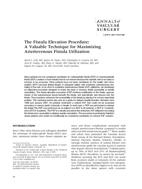 Pdf The Fistula Elevation Procedure A Valuable Technique For