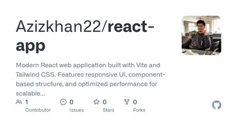 Github Azizkhan22 React App Modern React Web Application Built With Vite And Tailwind Css