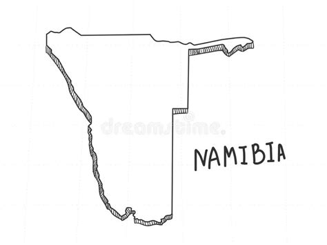 Disegno A Mano Della Mappa In Namibia 3d Su Fondo Bianco Illustrazione
