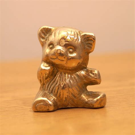 Solid Brass Bear Ted Miniature Vintage Statue Metal Alloy Figurine Statuette Candle Snuffer
