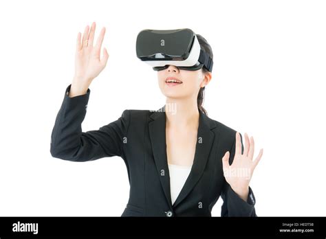 Asian Business Woman Organize Workflow By Virtual Reality Vr Headset