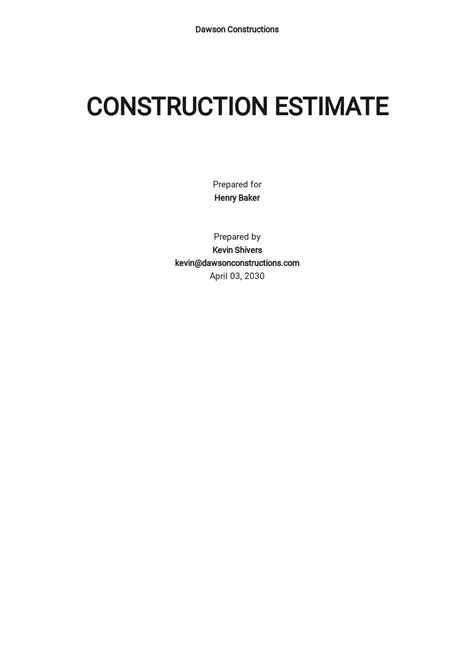Construction Estimate Templates In Microsoft Excel Xls