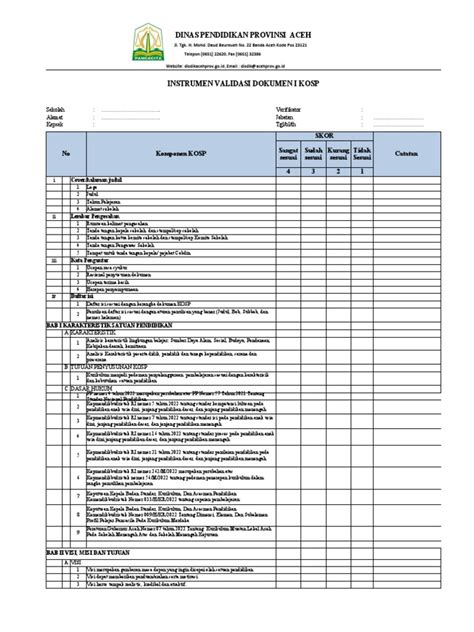 Instrumen Validasi Verifikasi Kosp Tp 2023 2024 Pdf