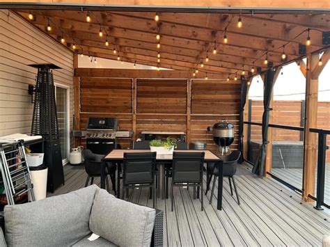 Cozy Outdoor Deck With String Lights