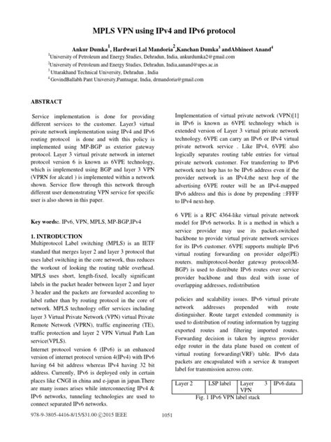 Mpls Vpn Using Ipv4 And Ipv6 Protocol Pd Pdf