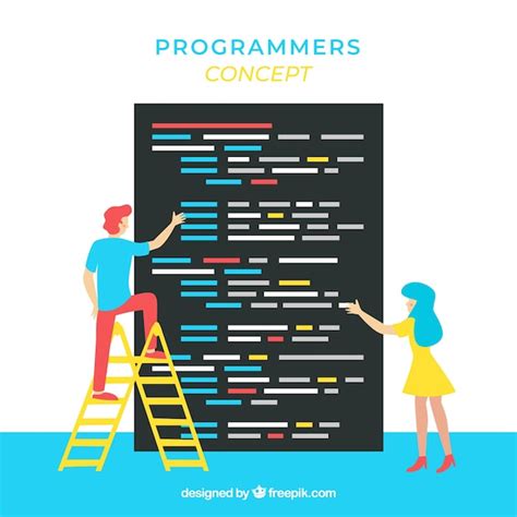 Premium Vector Programmers Concept With Flat Design