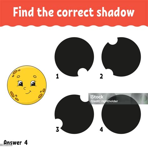 올바른 그림자를 찾습니다 교육 개발 워크 시트 아이들을위한 일치하는 게임 활동 페이지 아이들을위한 퍼즐 유치원 수수께끼 귀여운 캐릭터 격리된 벡터 그림입니다 만화