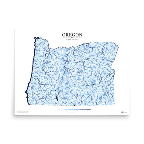 Oregon Hydrological Map Poster Etsy