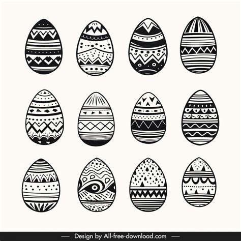 Easter Eggs Design Elements Collection Classic Flat Decor Vectors