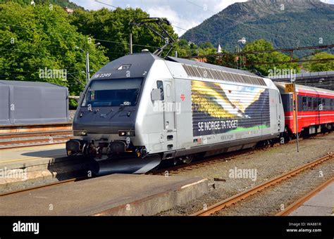 Nsb Class El 18 Electric Locomotive No 2249 Arrives At Bergen Central