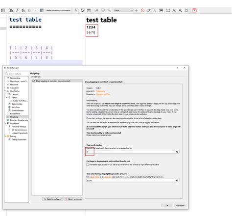 Tagging In Note Text Script Breaks The Table Preview Issue 101
