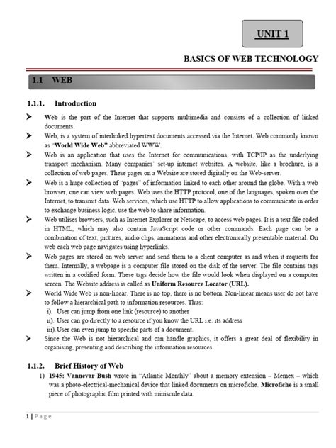 Unit 1 Pdf World Wide Web Internet And Web