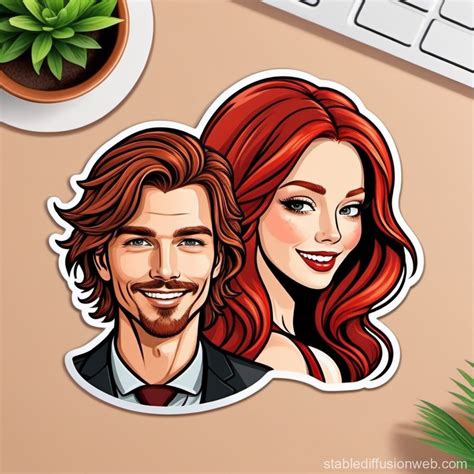 Fun Time for Brown Haired Man and Red Haired Woman Stable Diffusion en línea