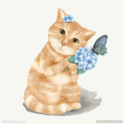 手绘可爱猫咪设计图 家禽家畜 生物世界 设计图库 昵图网