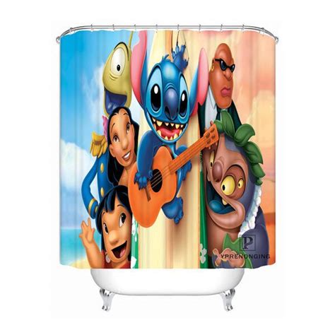 Custom Lilo And Stitch Waterproof Shower Curtain Home Bath Bathroom S