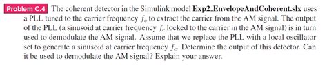 Solved Problem C 4 The Coherent Detector In The Simulink