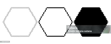 Pixel Art Hexagon Shape Set Stock Illustration Download Image Now Abstract Art Backgrounds