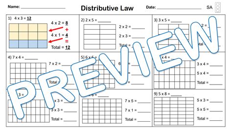 Distributive Law Multiplication Arrays Teaching Resources