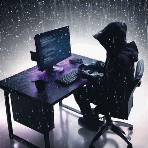 Premium Vector Hacker In A Hood Hacker In The Hood Hacker In His Laptop The Hacker Attack