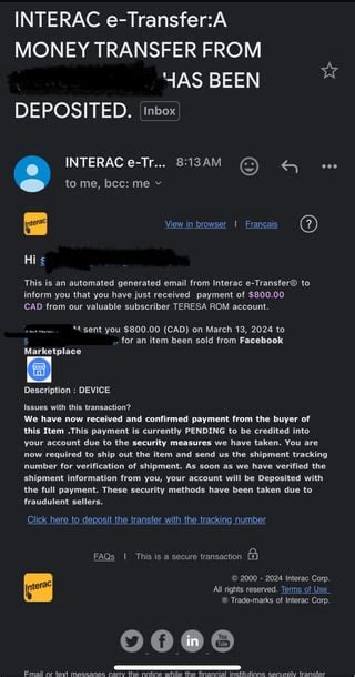 Marketplace E Transfer Scam Rscams