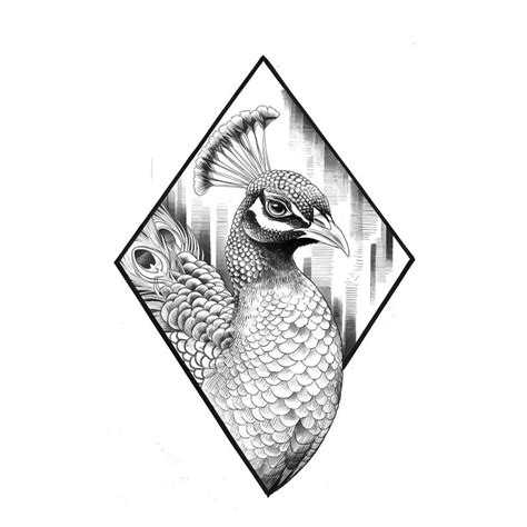 Peacock Tattoo Sketch Intricate Tattoo Design With Elegant Feather Details Etsy