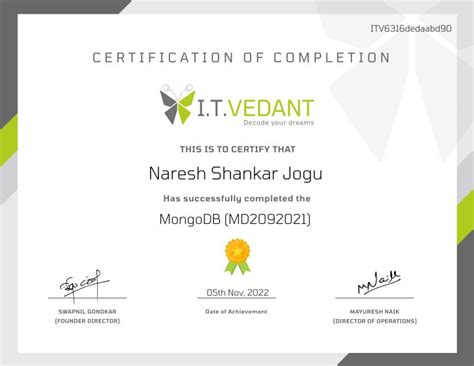 Naresh Jogu On Linkedin Successfully Completed 😊 Mongodb Course In Itvedant Education