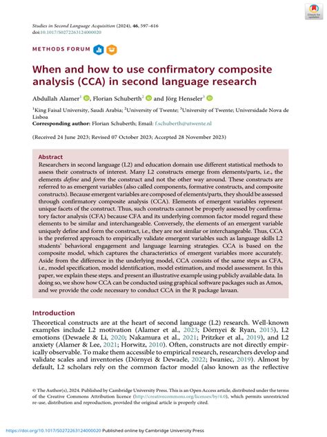 Using Confirmatory Composite Analysis In L2 Research Pdf Learning