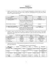 Genetics Lab Exercise Variations In Organisms Converted Docx