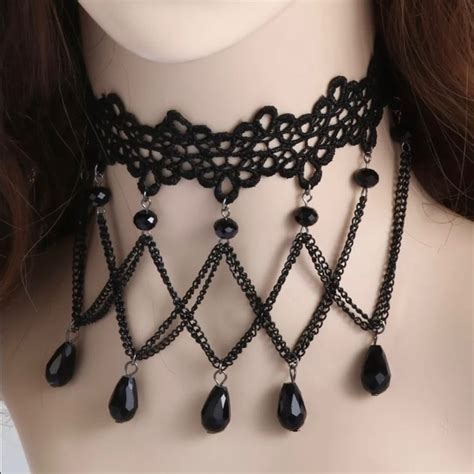 Unbranded Jewelry Cross Your Heart Black Goth Choker Necklace
