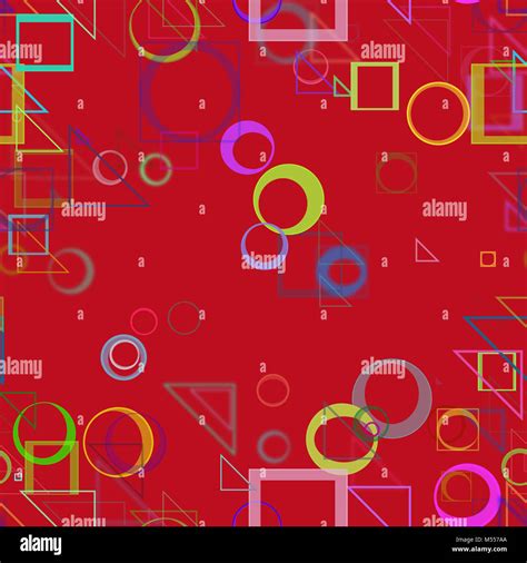 Seamless Pattern Random Circle Square Rectangle And Triangle Shape