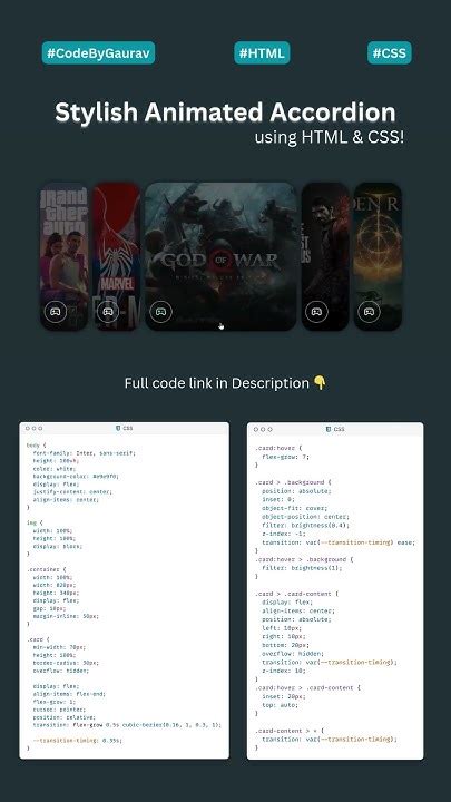 Stylish Animated Accordion Using Html And Css 🚀 Shorts Webdevelopment Coding Codebygaurav