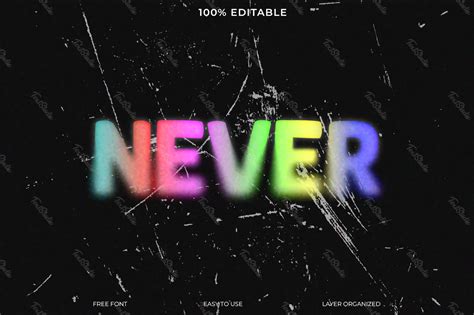 Effet De Style De Police Jamais Coloré Fichier Psd Photoshop Gratuit