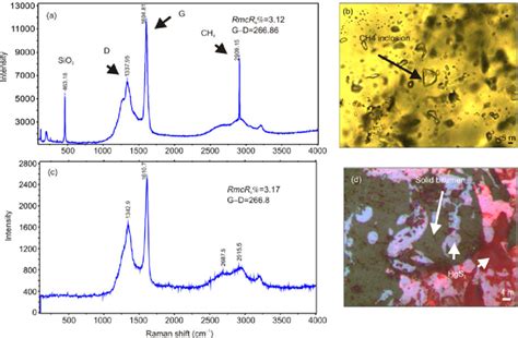 Raman Spectra For High Density Methane Inclusions And Solid Bitumen In