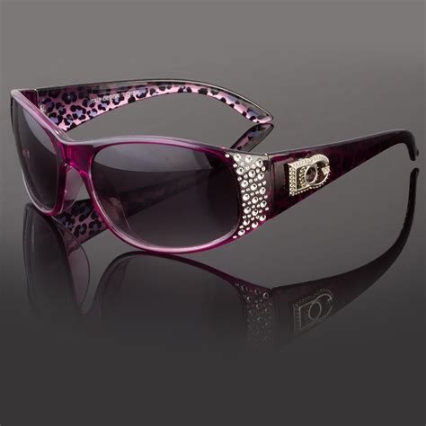 Dg Womens Rhinestones Sunglasses Designer Fashion Retro Bling Oval Wrap